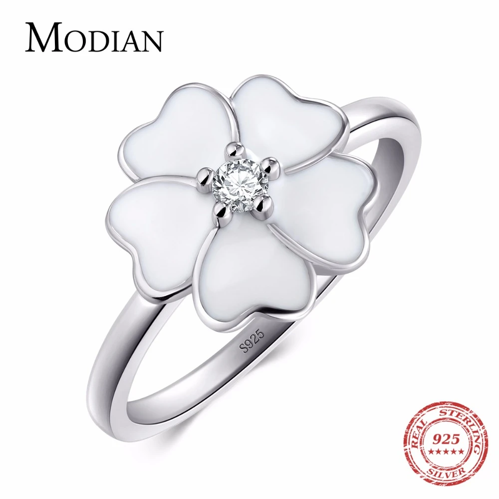 Modian 100% Real 925 sterling silver White Enamel Jewelry Fashion ...