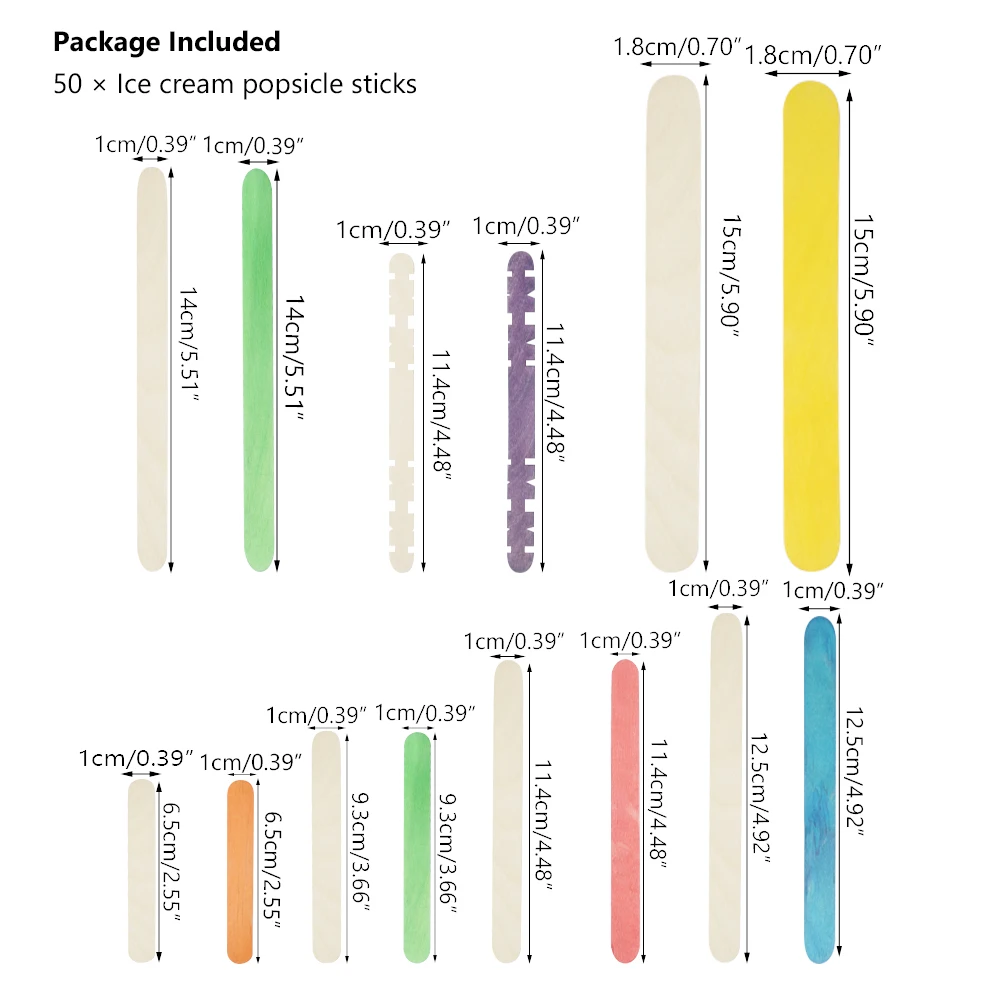 Generic Popsicle Sticks 50Pcs Wooden Craft Ice Cream Stick Ice Lolly ...