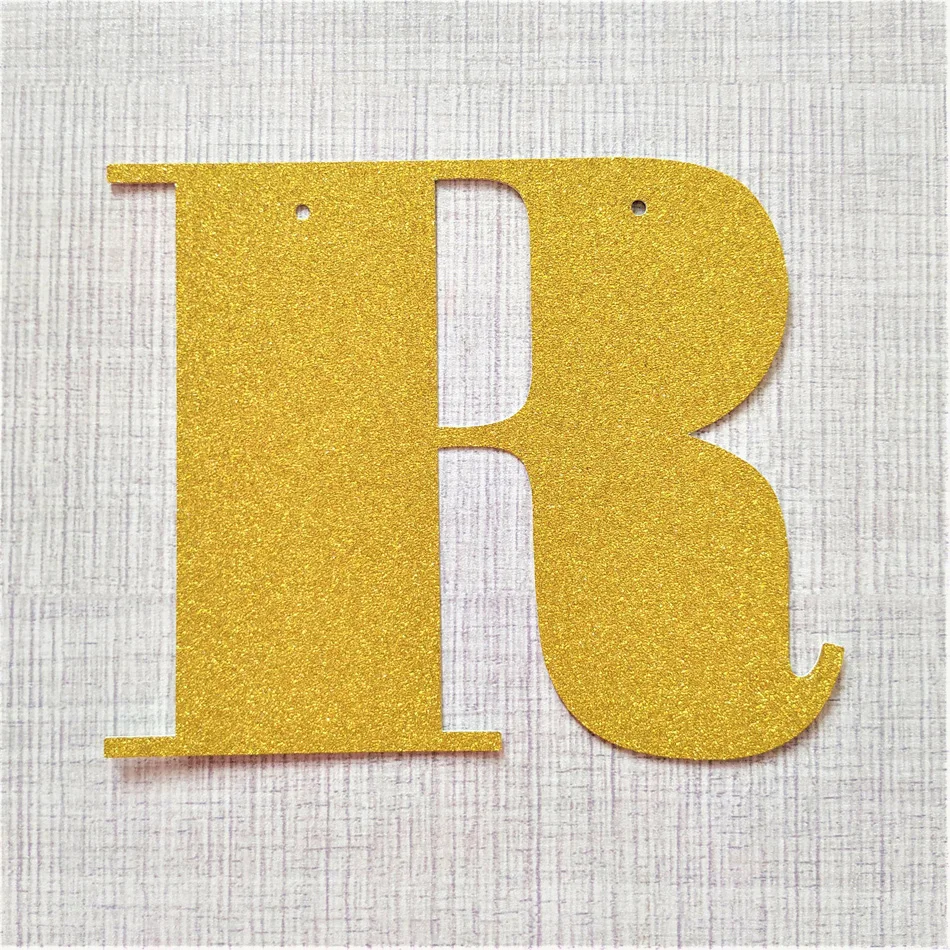 Banderín de letras de papel con purpurina personalizado con el alfabeto ...