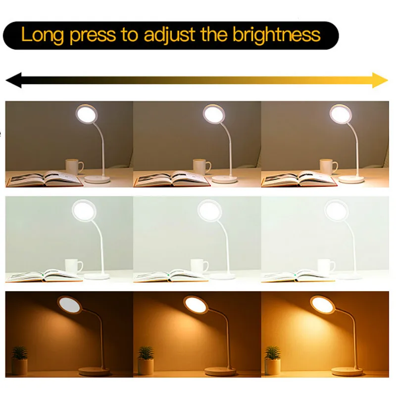 Warm Light Table Lamp Study 3 Colors Touch 1200mAh Rechargeable LED ...