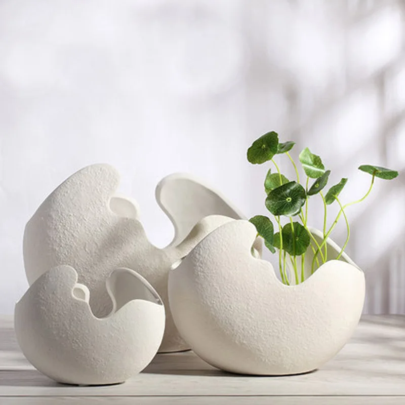 Modern-Ceramic-Vase-White-Ceramics-Egg-Shell-Vase-Art-Flower-Pot ...