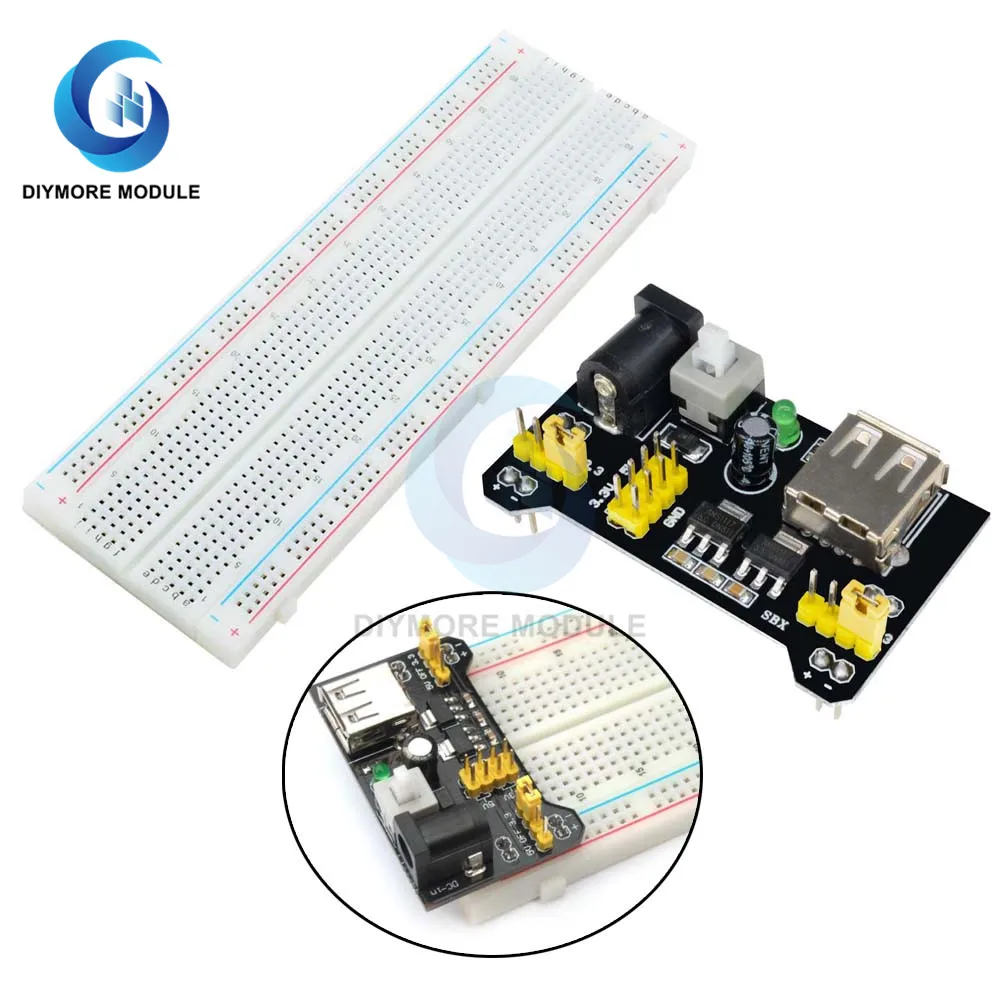 MB102 Micro USB Breadboard Power Supply Module DC 7-12V 830 Point ...