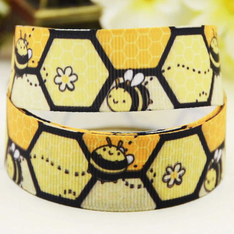 22mm-25mm-38mm-75mm-Little-bee-Cartoon-printed-Grosgrain-Ribbon-party ...