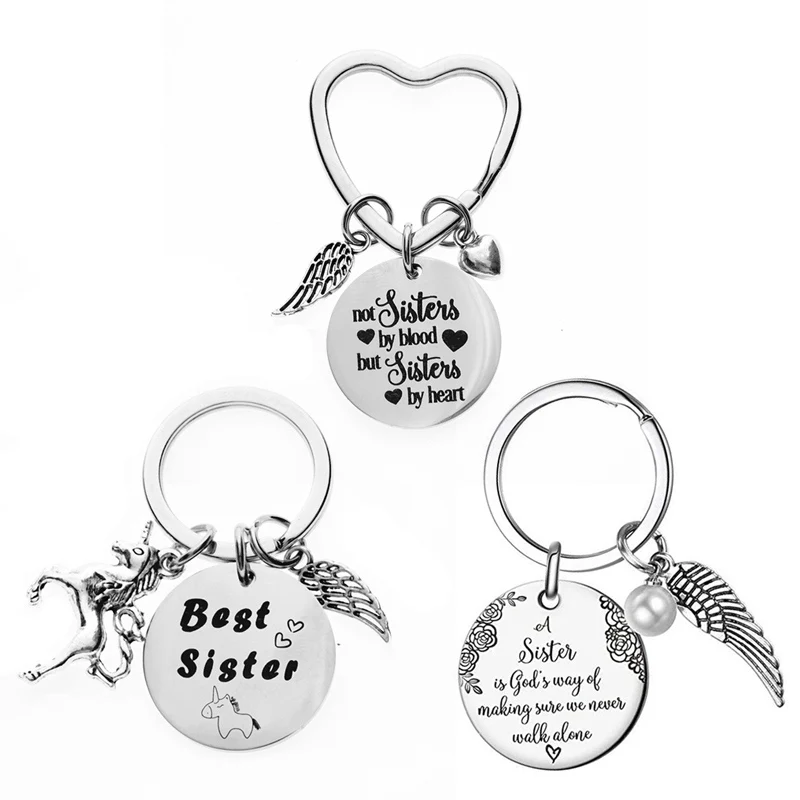 Best Sister Key Chain Stainless Steel Friendship Keyrings Sister ...