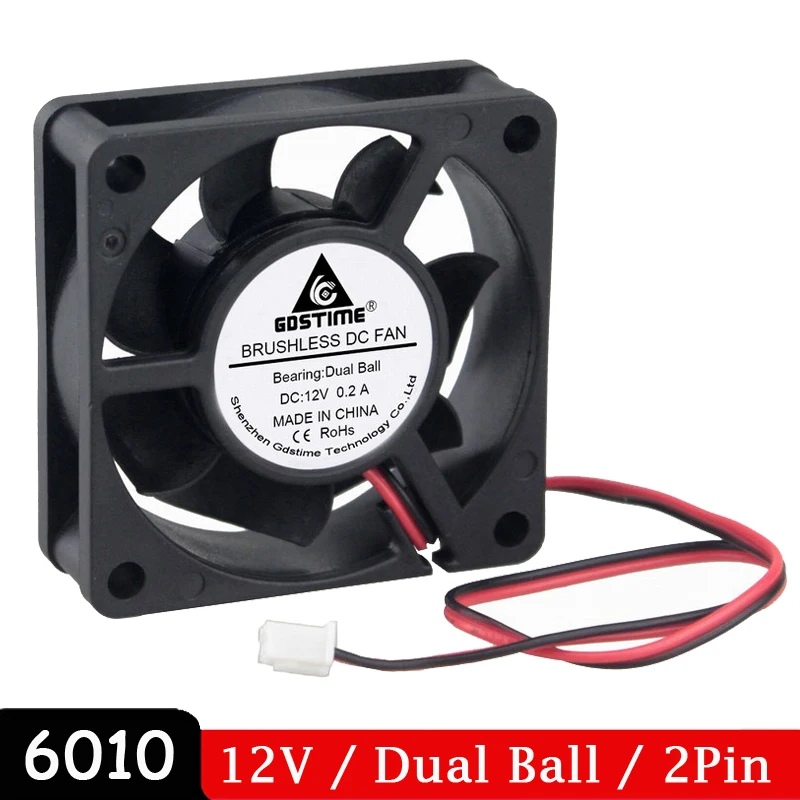 Gdstime 12V 60mm 6020 DC 팬, 60mm x 20mm 6cm 냉각 쿨러 팬 컴퓨터 PC CPU 케이스 냉각 볼 베어링 모터 팬, 2 개|팬 & 쿨링 ...