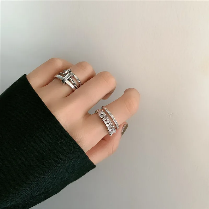 TIMEONLY Elegant Multi Layered Alloy Ring for Women Ladies Forefinger ...