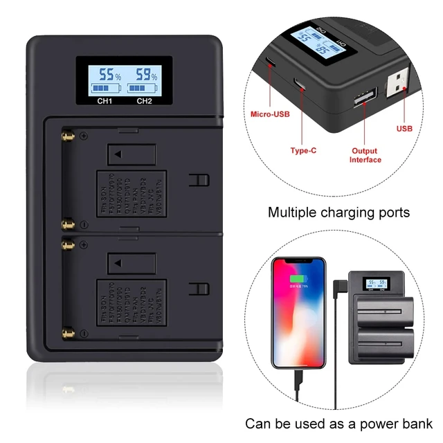 PALO NP-F970 F960 Li-ion Camera Battery + LCD Dual Charger for Sony NP F930 F970 F960 F990 F550 ...