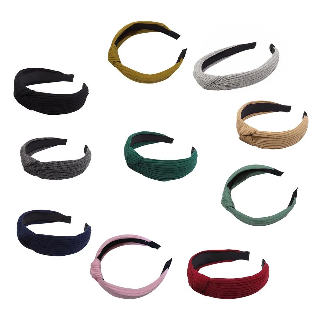 Novo design de moda feminina meninas 10 peças ampla planície headbands ...