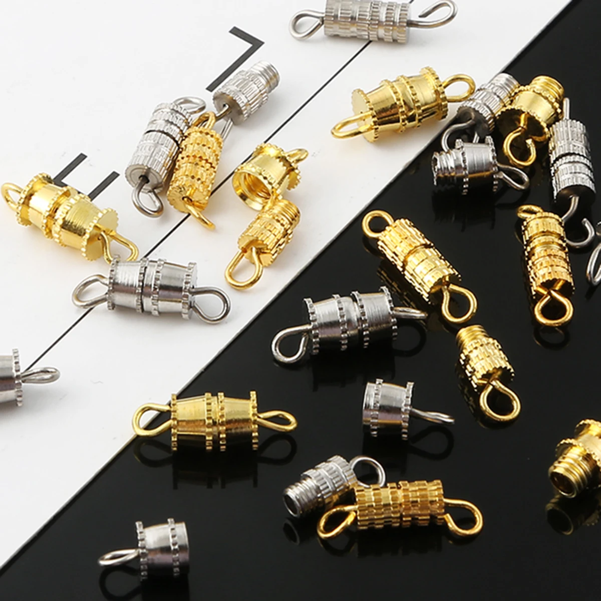 Fechos de pulseira de metal em espiral, conector dourado de rotim 4x 7 ...