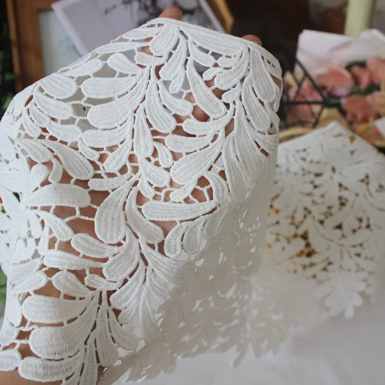 Tela de encaje bordada de seda de leche Soluble en agua, 27CM de ancho ...