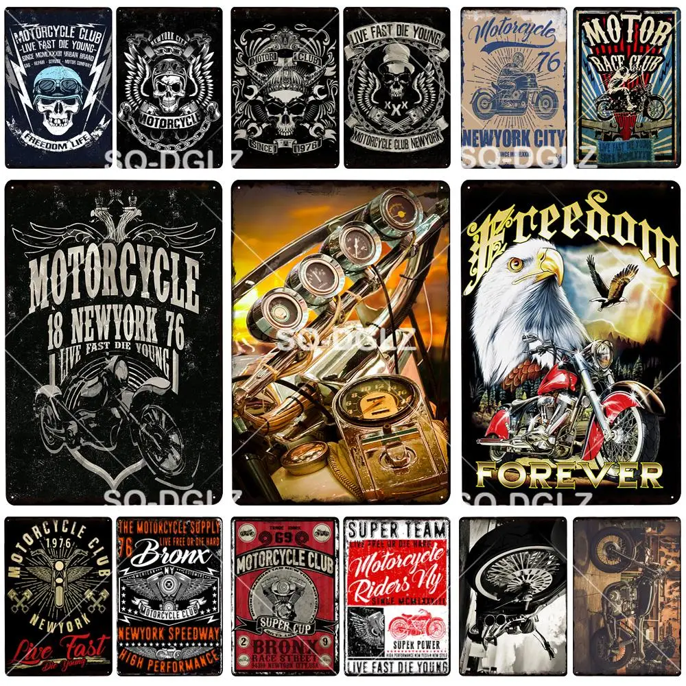 Motorcycle Club Metal Sign Plaque Metal Vintage Decor Pub Bar ...