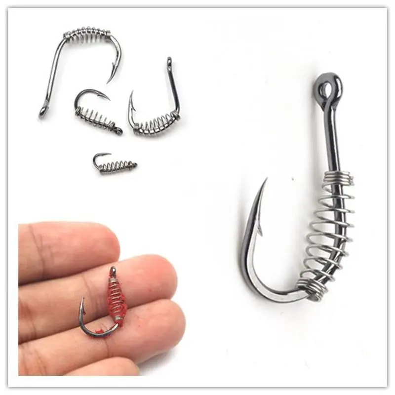Rompin 10pcs/lot Spring Fishing Hooks Stainless Steel Barbed Swivel ...