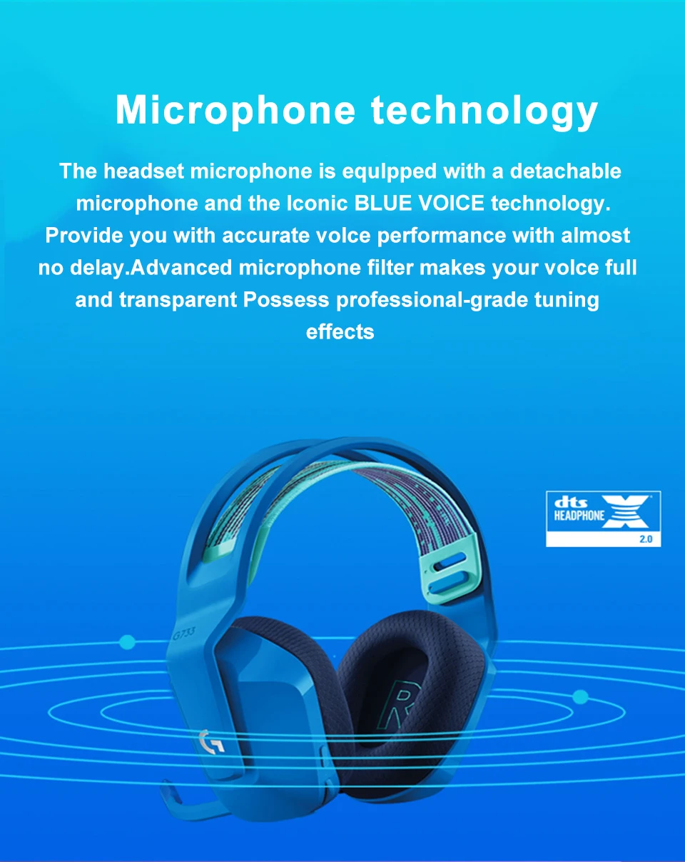 Logitech G733 KDA LIGHTSPEED wireless gaming headset RGB DTS X2.0 7.1 ...