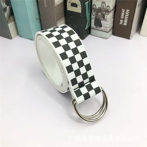 Buy 2022 Fashion Punk Checkered Belt Waistband Long Black and White ...