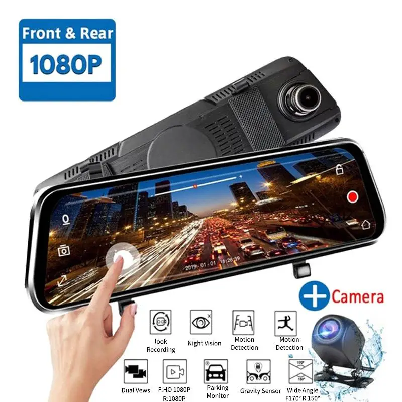 Onever 10 Inci Layar 720 P Mobil Stream Media Dash Kamera Perekam Video ...