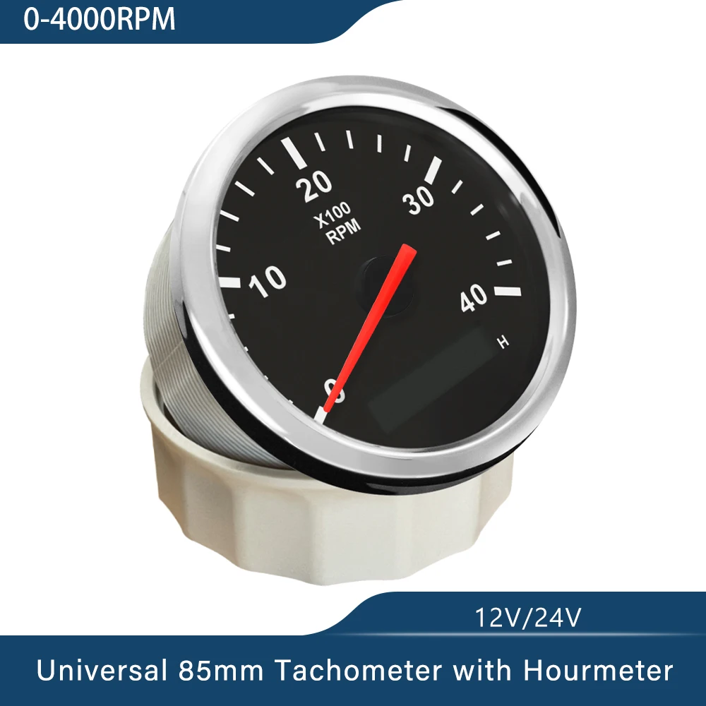 Waterproof-Tachometer-3-8K-RPM-Tacho-Gauge-REV-Counter-with-Hour-Meter ...