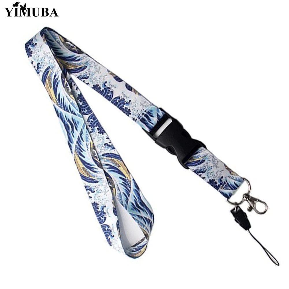 YIMUBA Blue Sea Wave Keychain Phone Detachable Buckle Lanyards Kanagawa ...