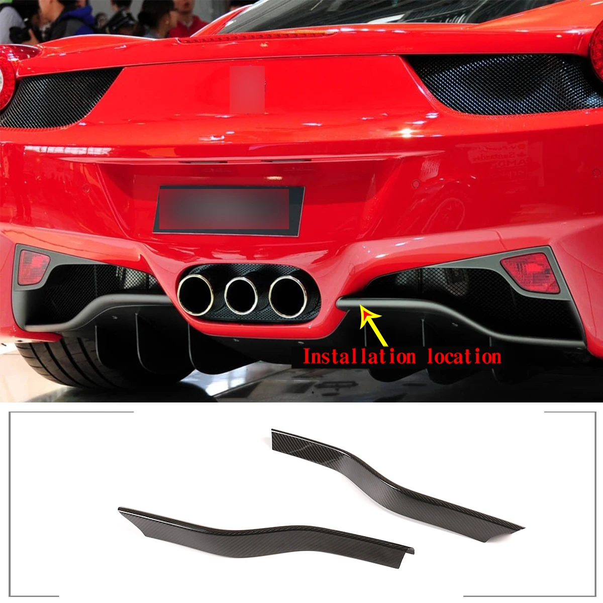 For-2011-2016-Ferrari-458-rear-bumper-trim-real-carbon-fiber ...