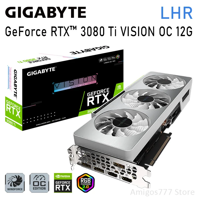 GDDR6X Gigabyte GeForce RTX 3080 Ti VISION OC 12G LHR Gaming Graphics ...
