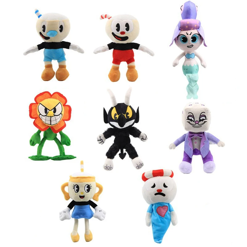 เด็กของเล่นตุ๊กตาเกม Cuphead Mugman นางสาว Chalice Ghost King ลูกเต๋า ...