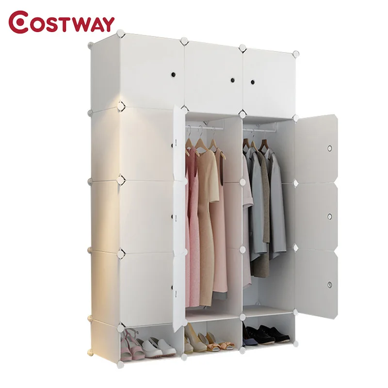 Plástico portátil dobrável guarda roupa para roupas montado armário de ...