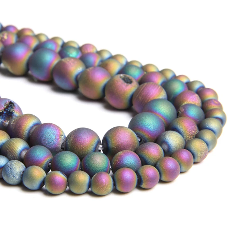 Natural colorful purple blue gold agates druzy beads crystal stone 6 8 ...