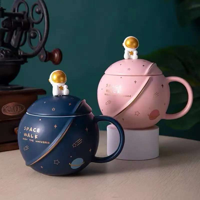Creative-cartoon-space-planet-astronauts-coffee-mugs-with-lids-couple ...