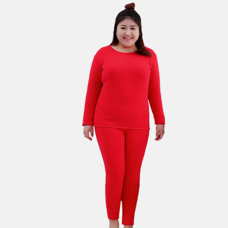 Plus Size Thermal Underwear Women Velvet Ladies Winter Clothes Two ...