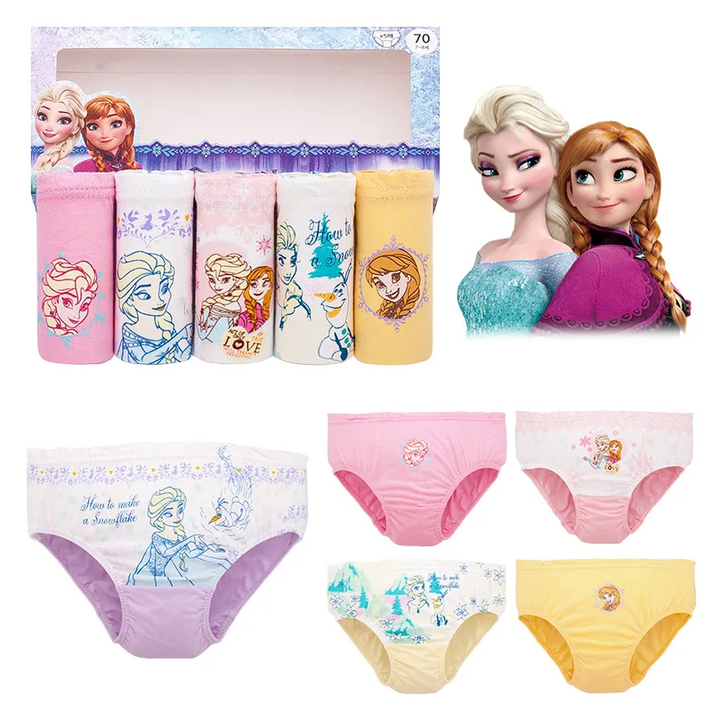 5Pcs/Box Children's Briefs Cartoon Disney Frozen Girls Underwear Cotton ...
