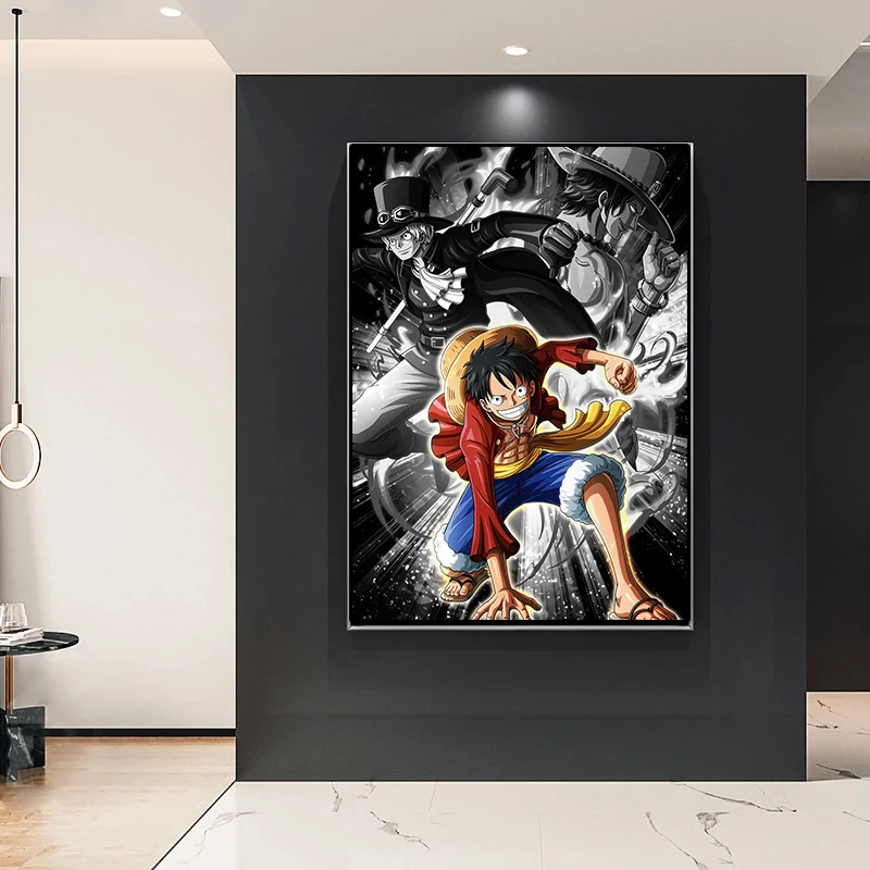 One Piece Luffy Zoro Posters Ink Canvas Painting | One piece ...