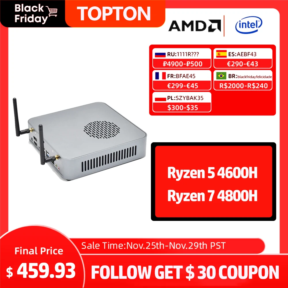 Super Small Pc Amd Ryzen 5900hx 64gb Ddr4 Ram 2tb Ssd Mini