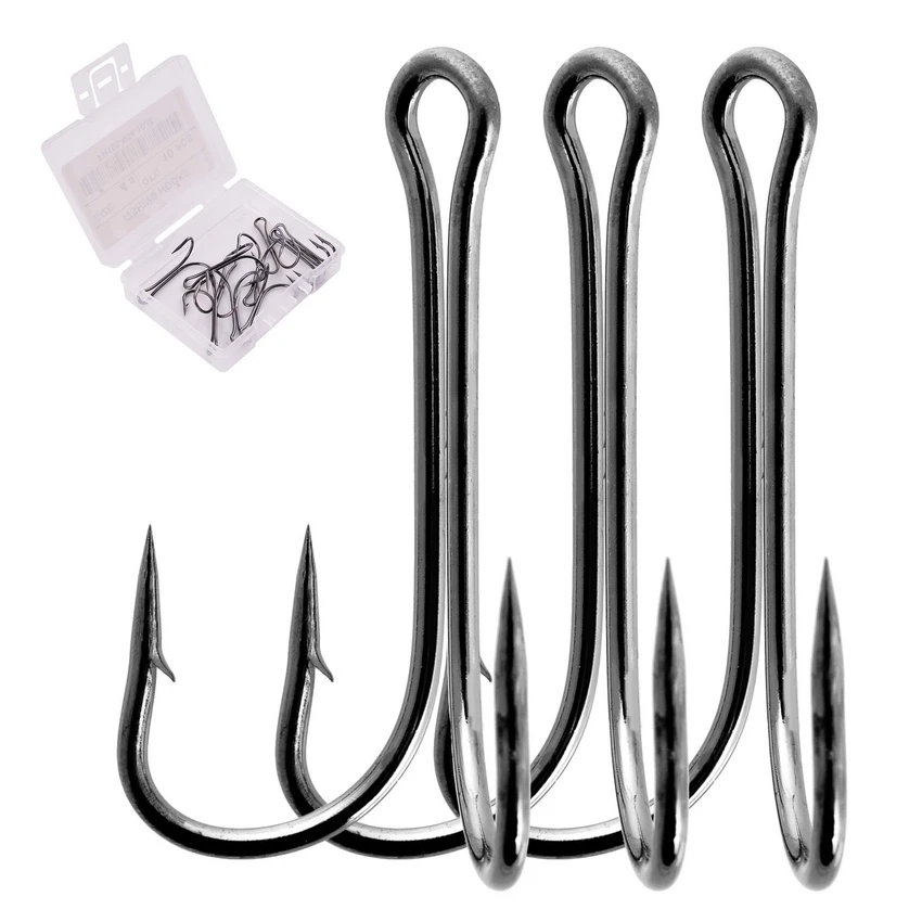 10pcs/box Double Fishing Hook Carbon Steel Crank Barbed Jig Hook For ...