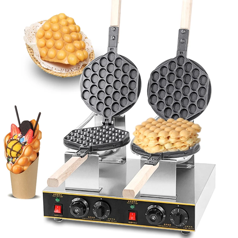 Commercial electric double head 110V 220V Non-stick bubble egg waffle ...