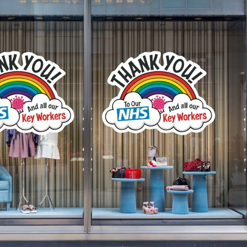 NHS Car Stickers Thank You Key Workers Rainbow Waterproof Vinyl Signs ...