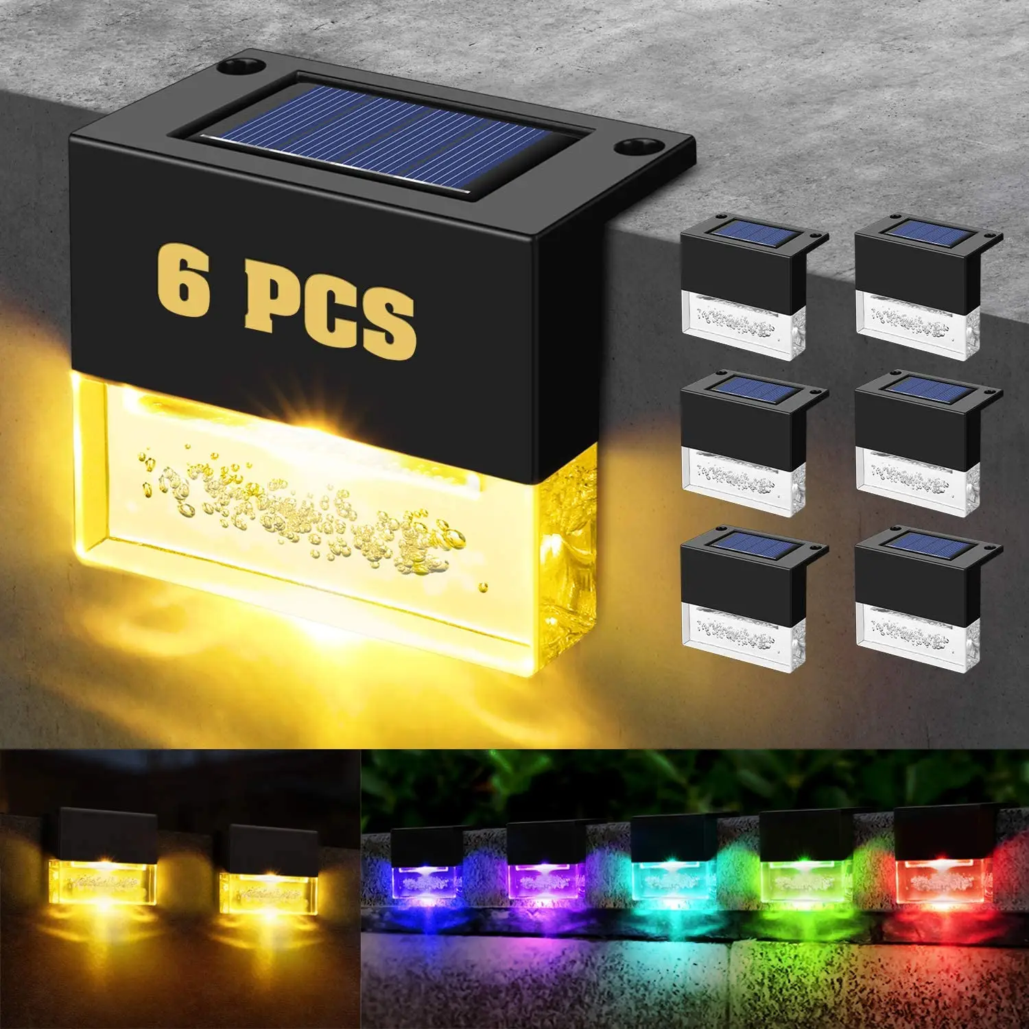 4 6pcs Led 태양 빛 갑판 빛 울타리 빛 태양 Led 빛 야외 정원 조명 야외 거리 램프 계단 조명 단계 조명 Solar