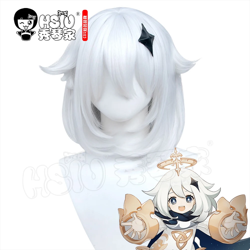 Hsiu Genshin Impact Paimon Cosplay Wig White Short Hair Heat Re Sistant ...