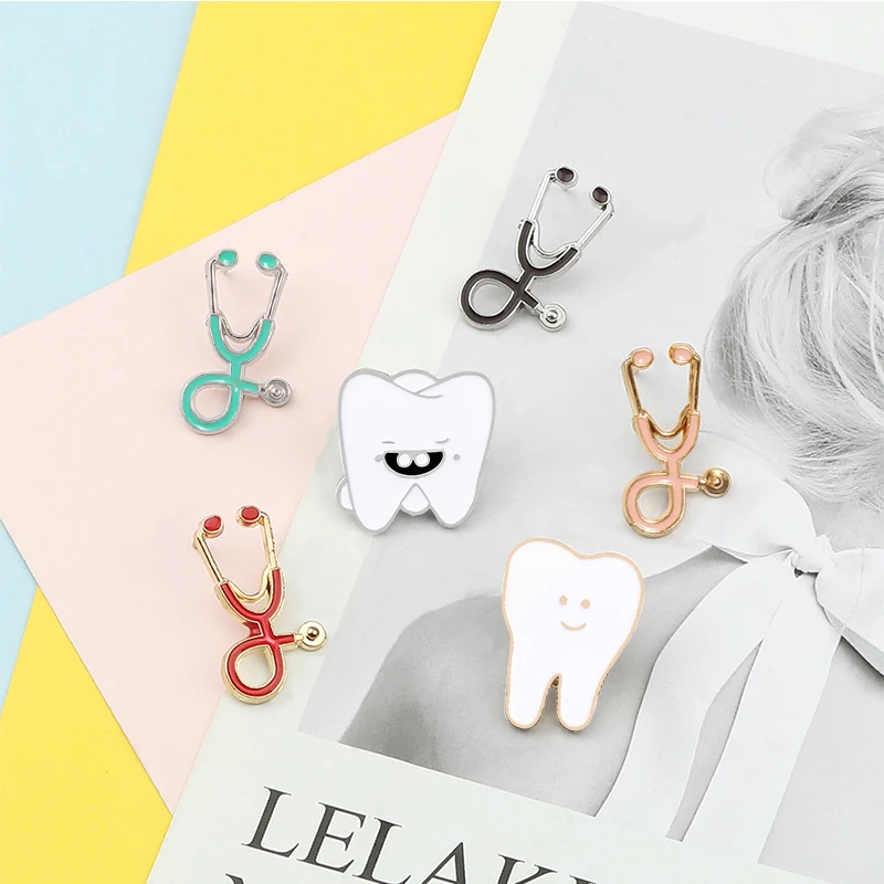 18style Medical Stethoscope Enamel Pins Anatomy Heart Tooth Brain ...