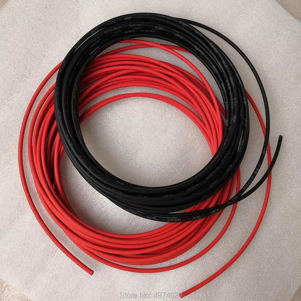1Pair 6mm2/ 4mm2/ 2.5 mm2 10/12/14AWG 7/8/10m Black+Red Solar PVC ...