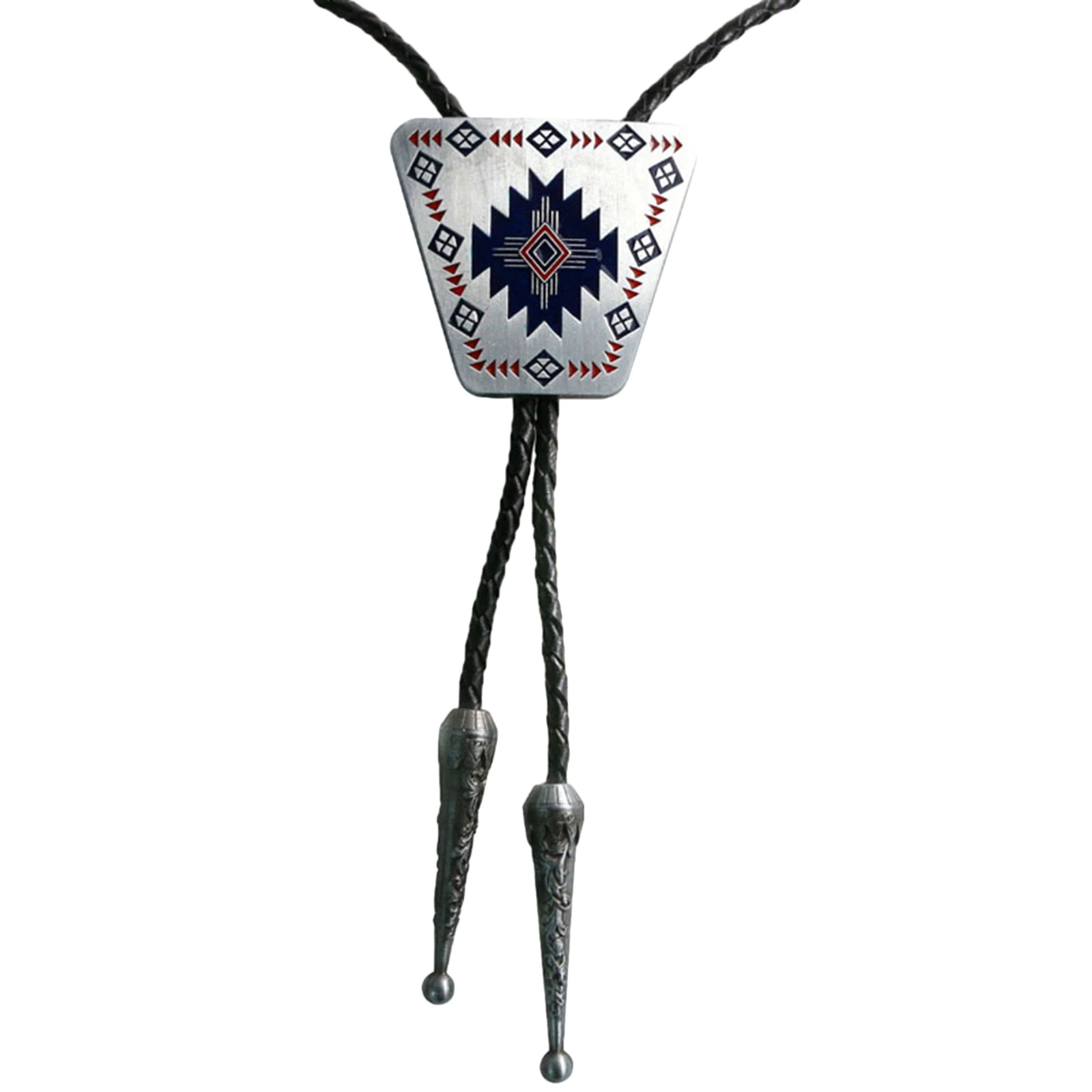 Cravate,Cravate Bolo Western Cowboy Vintage en cuir, motif géométrique ...
