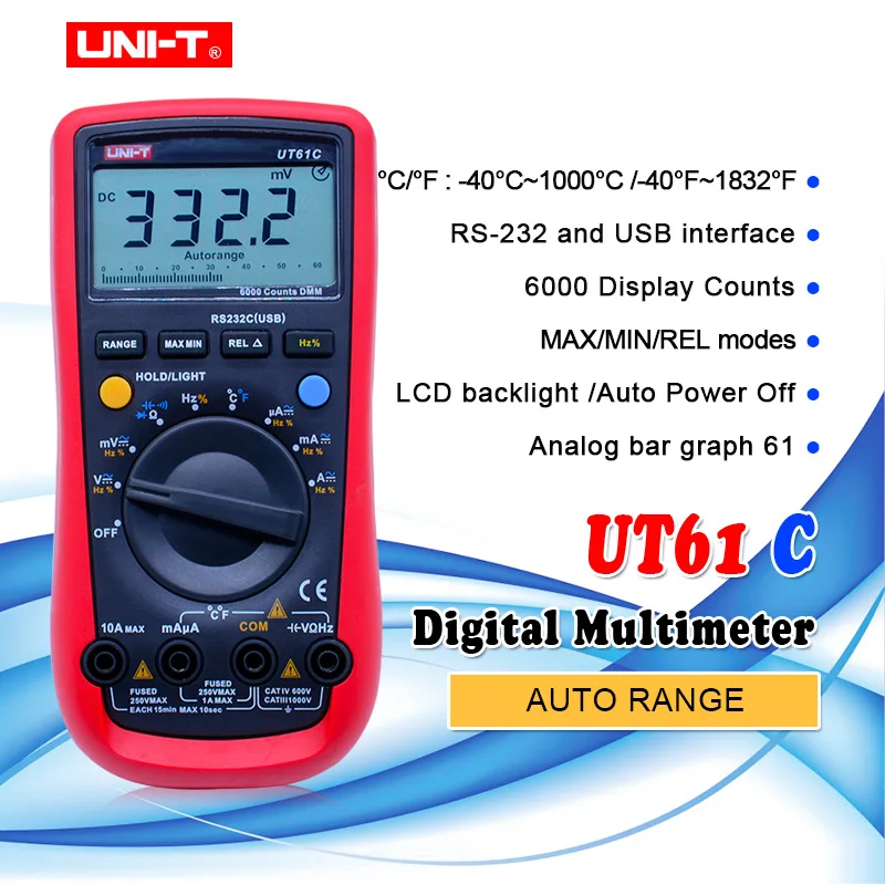 UNI T UT61C Digital Multimeter AC DC voltage resistance Capacitance ...