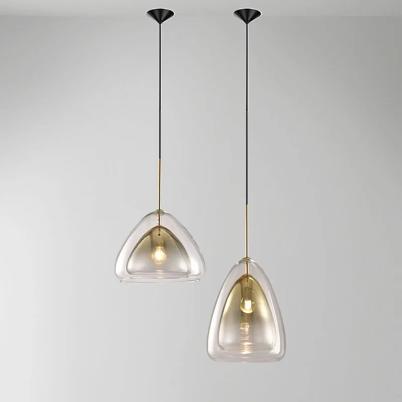 Lustre moderno minimalista, estilo nórdico, luminária pendente em vidro ...
