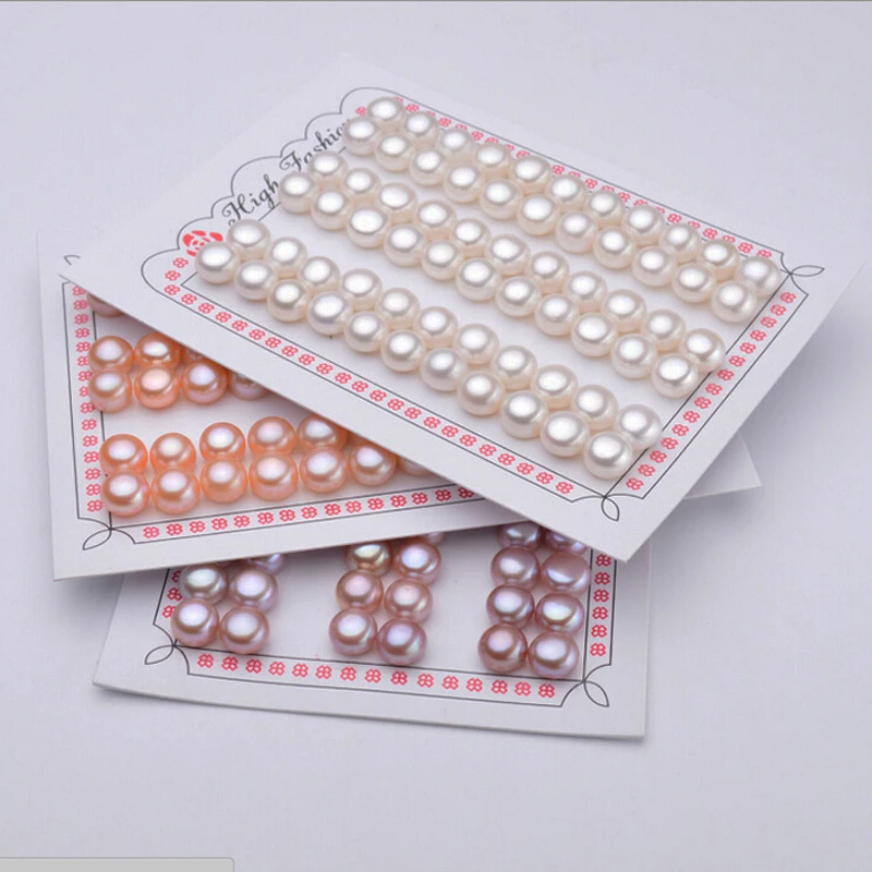 10pair/lot 3A Wholesale Half Drilled Button Pearl Cultured Freshwater ...