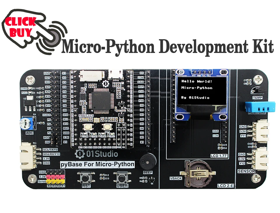 MicroPython 개발보드용 임베디드 확장보드 [pyBase] / 디바이스마트