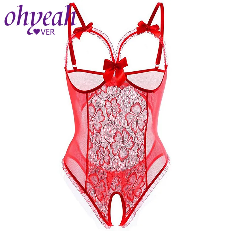 Ohyeahlover Lencería erótica de encaje para mujer, ropa interior porno transparente, sujetador ...