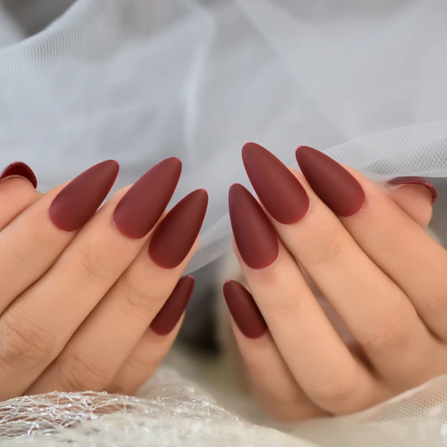 Dark Red Matte Nails