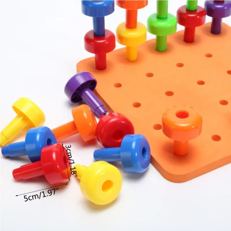 Wooden Peg Board Set Children Classification Toys Fine Motor Skills ...
