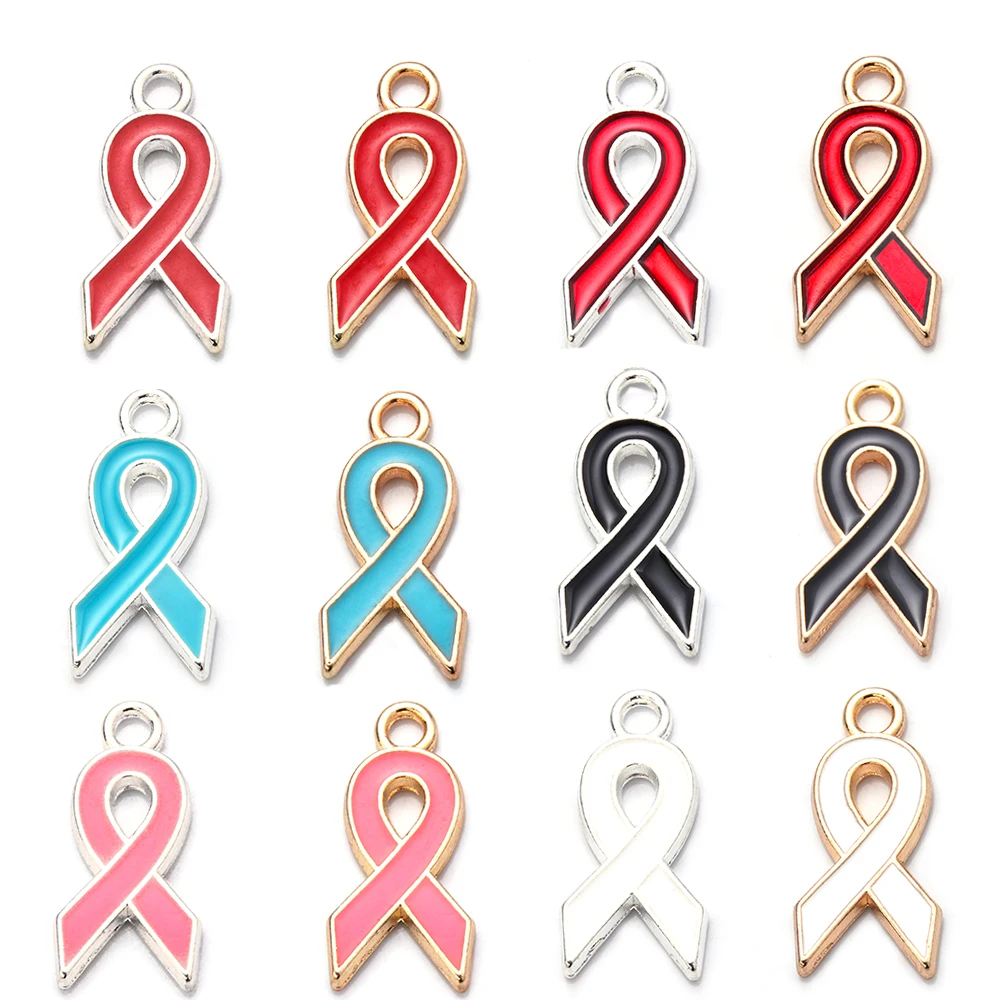 10pcs-lot-Breast-Cancer-Awareness-Ribbon-Pendant-Pink-Ribbon-Charm ...