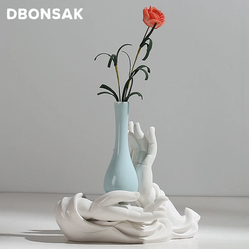 Florero de mano de Buda Zen, artesanía de cerámica, decoración suave ...