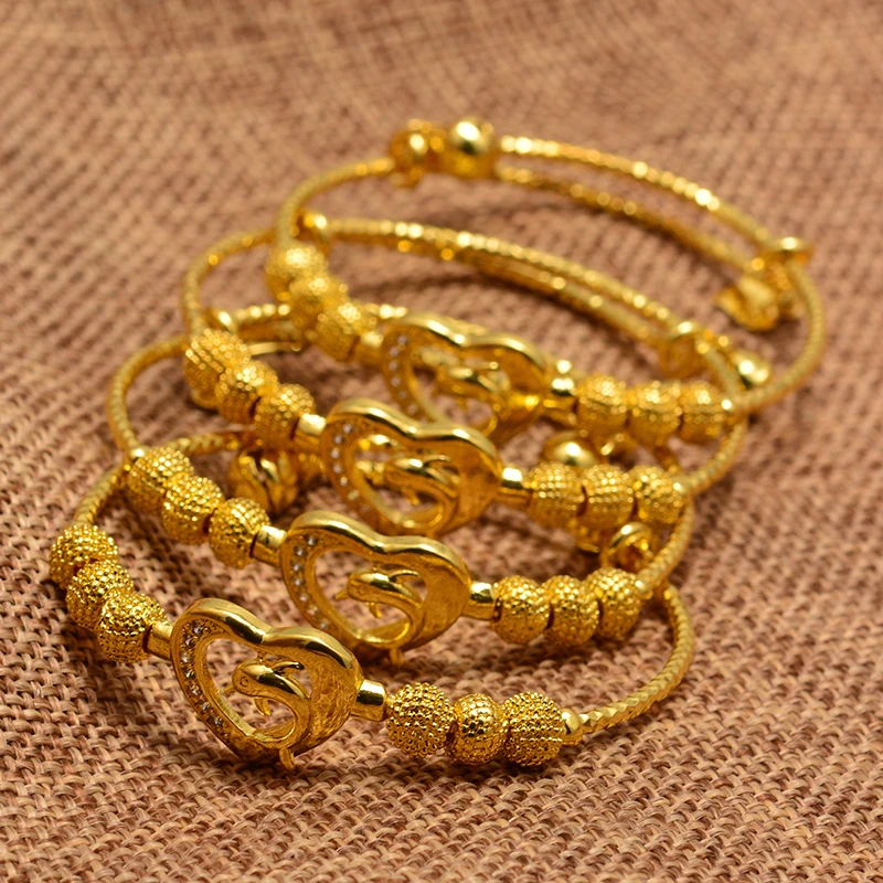 4Pcs Dubai Arab Gold Color Dolphin Bracelet&Bangles for Women Girl Boy ...