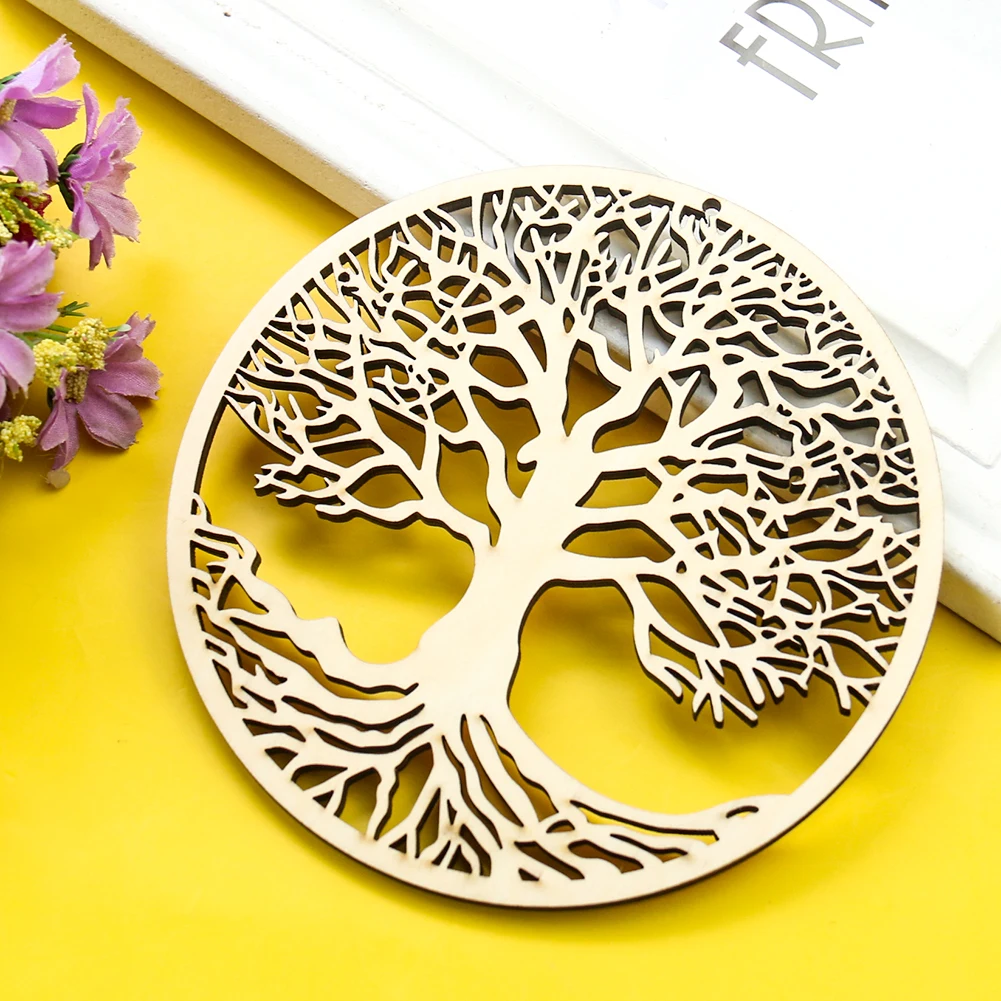 14cm Wooden Round Tree Of Life Hanging Artwork Wall Decoration Sacred ...